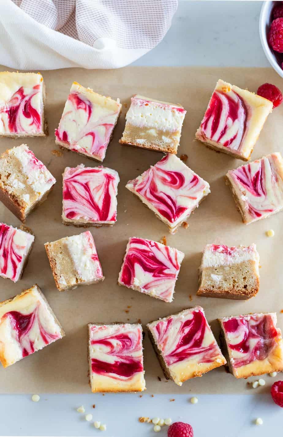 White Chocolate Raspberry Cheesecake Bars | The Marble Kitchen