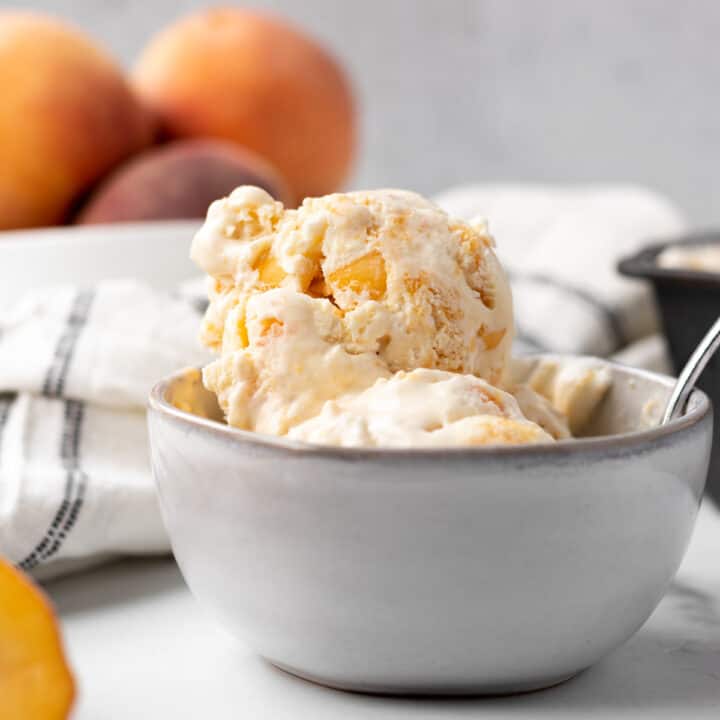 Peaches and Cream Ice Cream (No-Churn!) | The Marble Kitchen